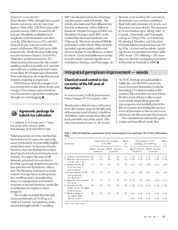 (PDF) Chemical weed control in rice nurseries of the hill zone of Karnataka