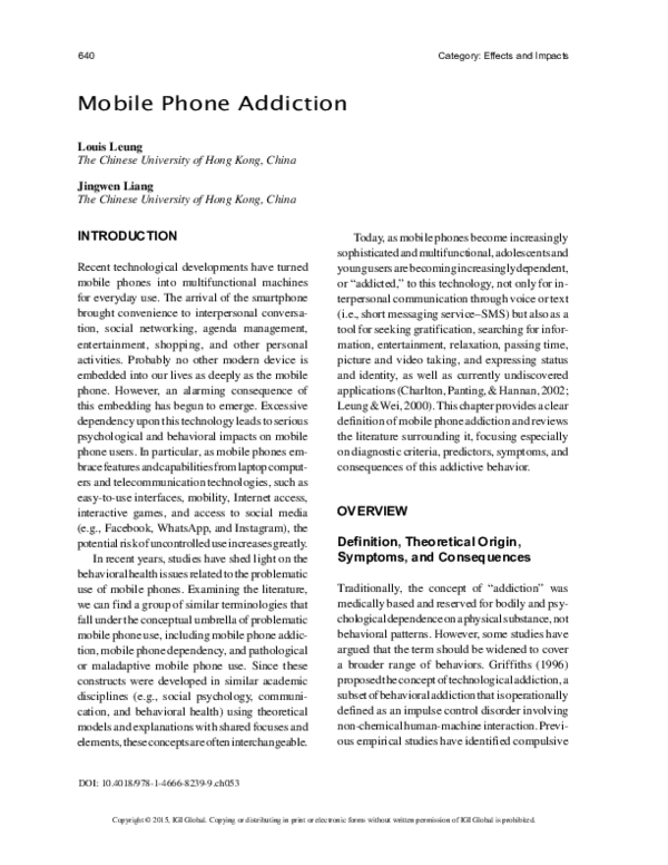 (PDF) Mobile Phone Addiction