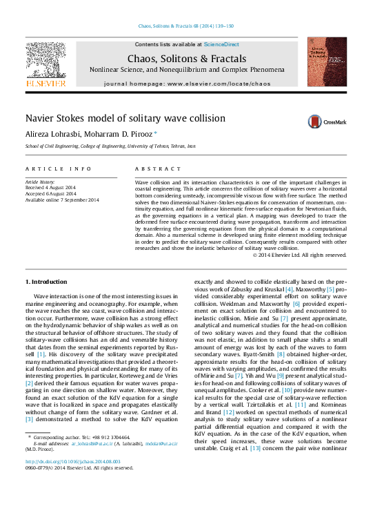 (PDF) Navier Stokes model of solitary wave collision