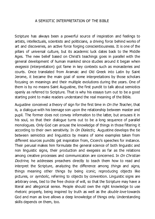 (PDF) A SEMIOTIC INTERPRETATION OF THE BIBLE