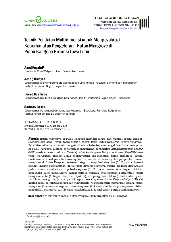(PDF) Teknik Penilaian Multidimensi untuk Mengevaluasi Keberlanjutan ...