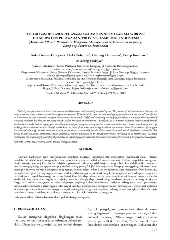 (PDF) Aktor Dan Relasi Kekuasaan Dalam Pengelolaan Mangrove