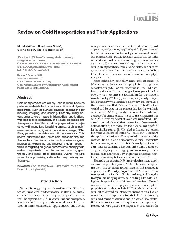 (PDF) Review on gold nanoparticles and their applications