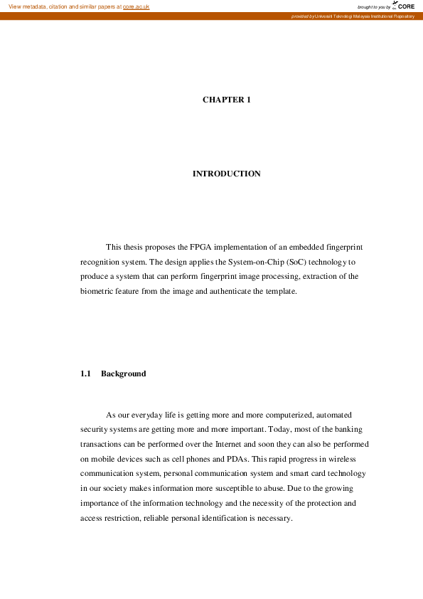 Pdf Implementation Of Fingerprint Biometric Template System In Embedded Software Design