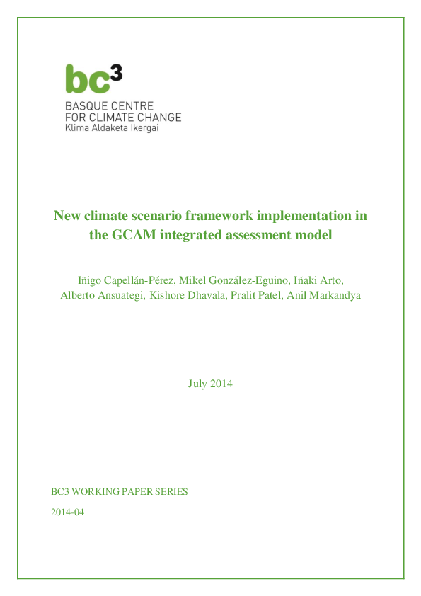 (PDF) New climate scenario framework implementation in the GCAM ...