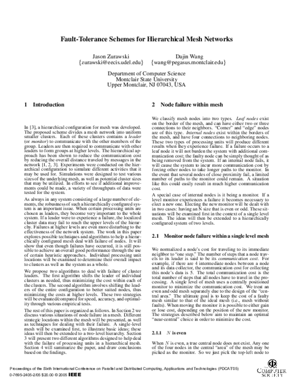 (PDF) Fault-Tolerance Schemes for Hierarchical Mesh Networks
