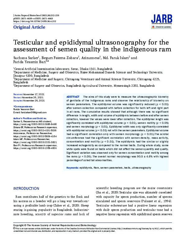 (PDF) Testicular and epididymal ultrasonography for the assessment of ...