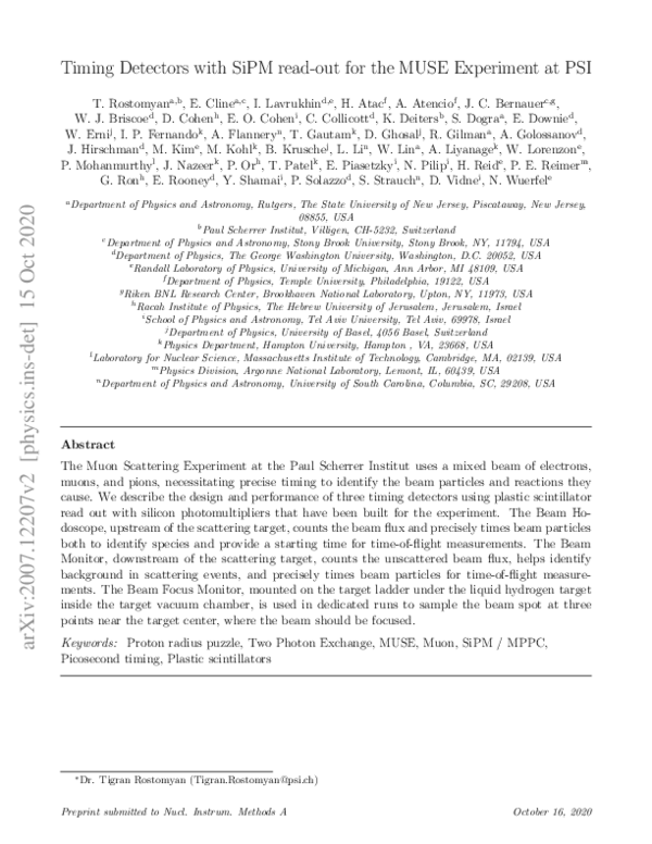 (PDF) SiPM Timing Detectors for MUSE Experiment