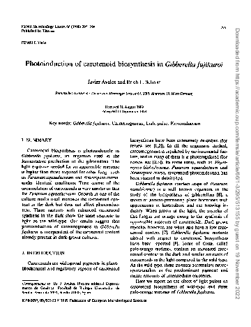 (PDF) Photoinduction of carotenoid biosynthesis inGibberella fujikuroi