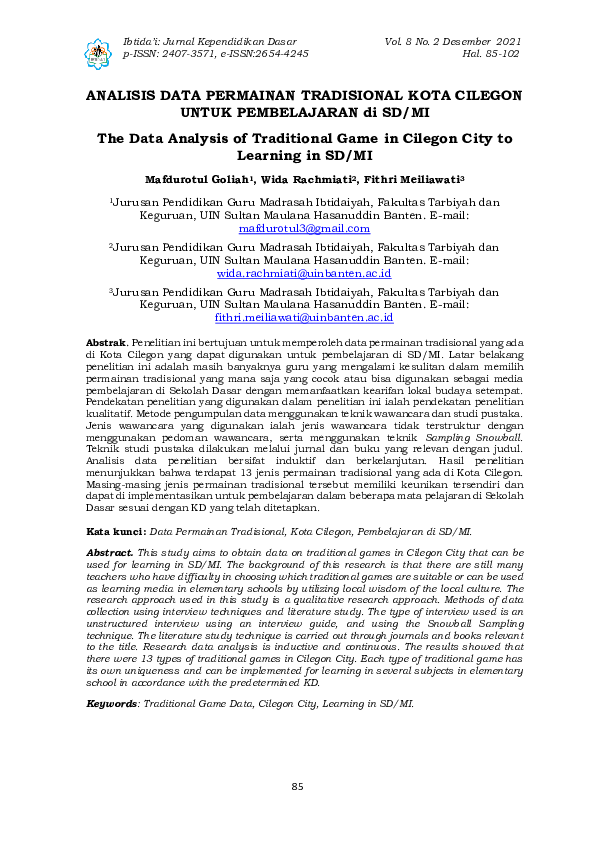 (PDF) Analisis Data Permainan Tradisional Kota Cilegon Untuk ...