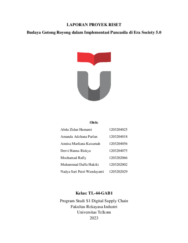 (PDF) Proyek Riset Pancasila Kelompok 1 TL 44 GAB1