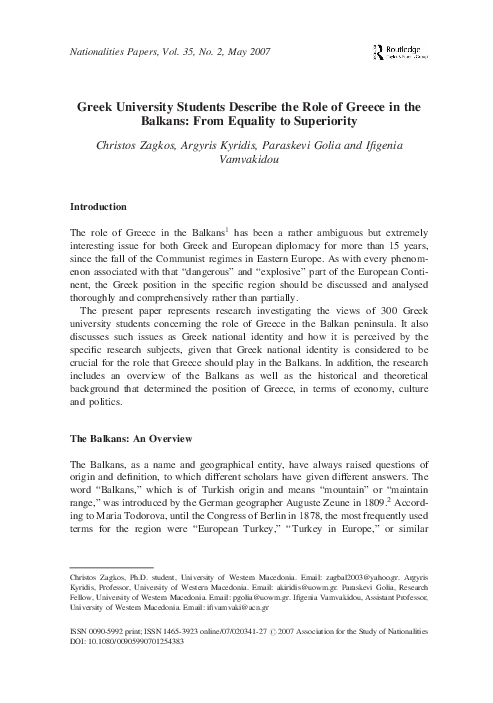 (PDF) Greek University Students Describe the Role of Greece in the ...