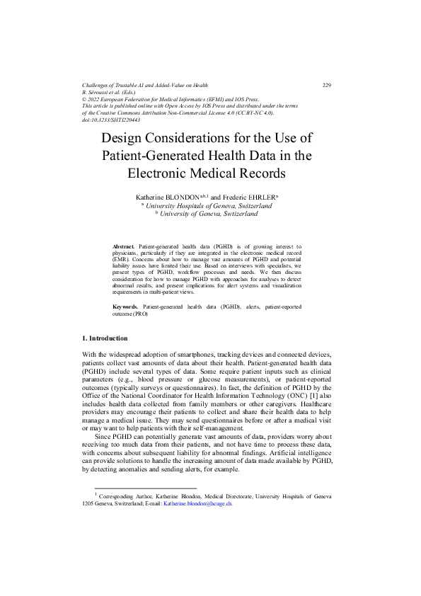 (PDF) Design Considerations for the Use of Patient-Generated Health ...