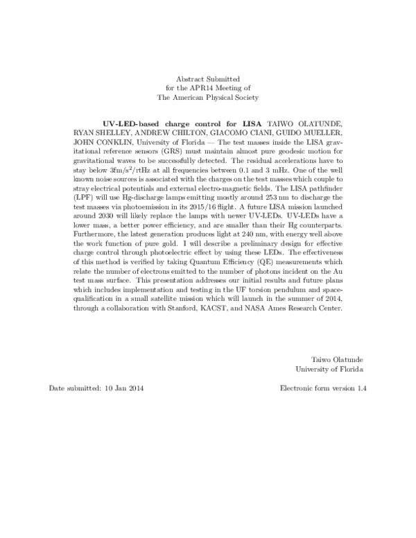 (PDF) UV-LED-based charge control for LISA