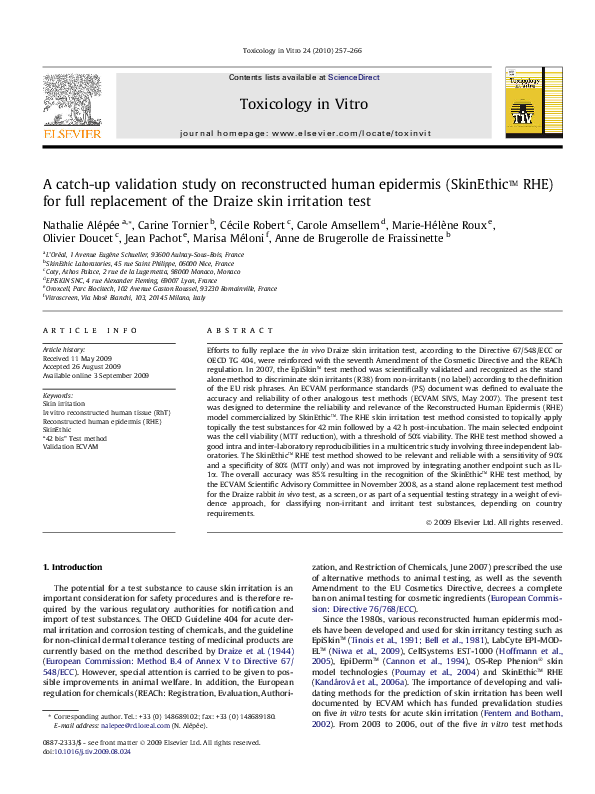 (PDF) A catch-up validation study on reconstructed human epidermis ...