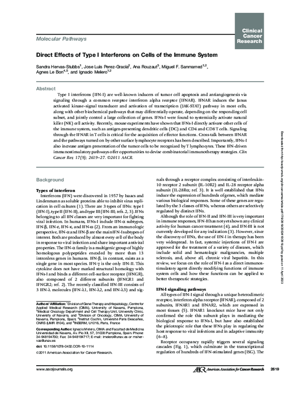 (PDF) Direct Effects of Type I Interferons on Cells of the Immune System