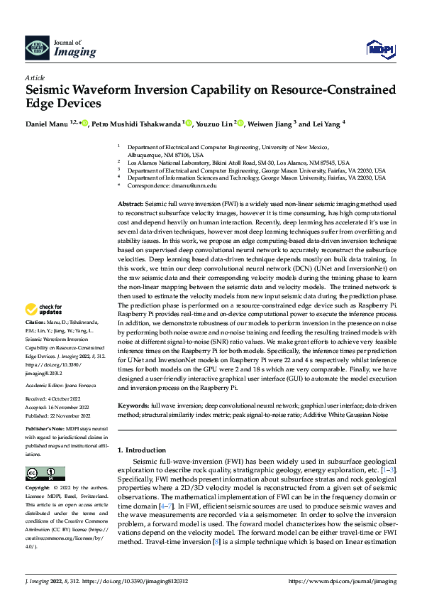 (PDF) Seismic Waveform Inversion Capability on Resource-Constrained Edge Devices | Daniel Owusu ...