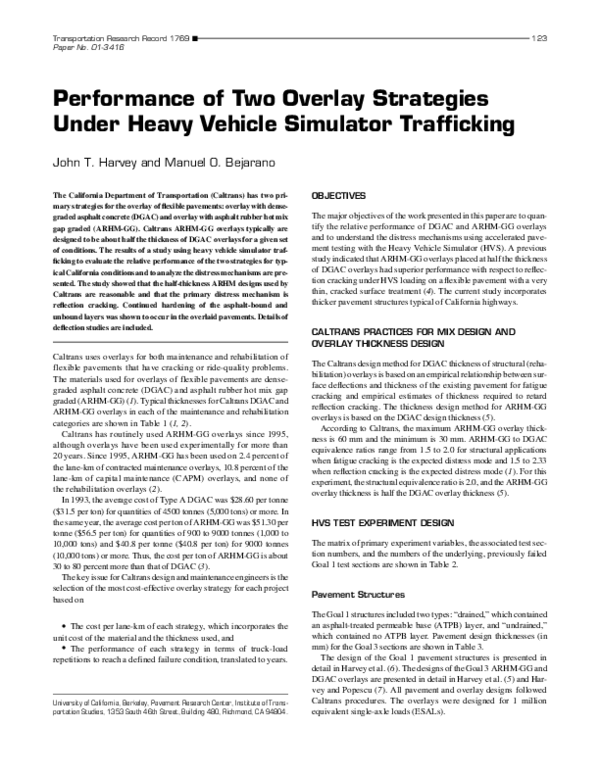 (PDF) Performance of Two Overlay Strategies Under Heavy Vehicle ...