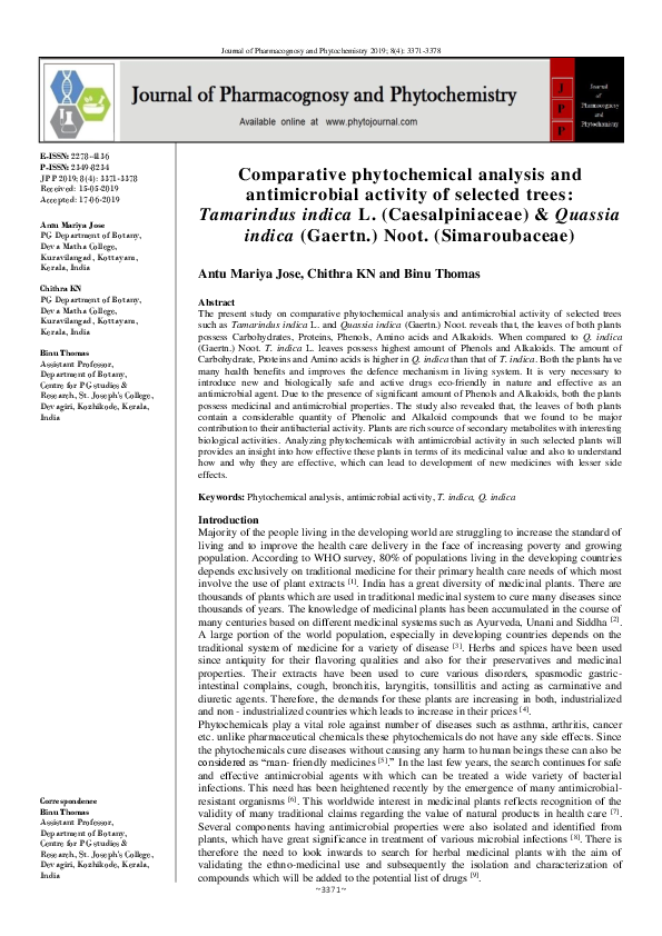 (PDF) Comparative phytochemical analysis and antimicrobial activity of selected trees ...