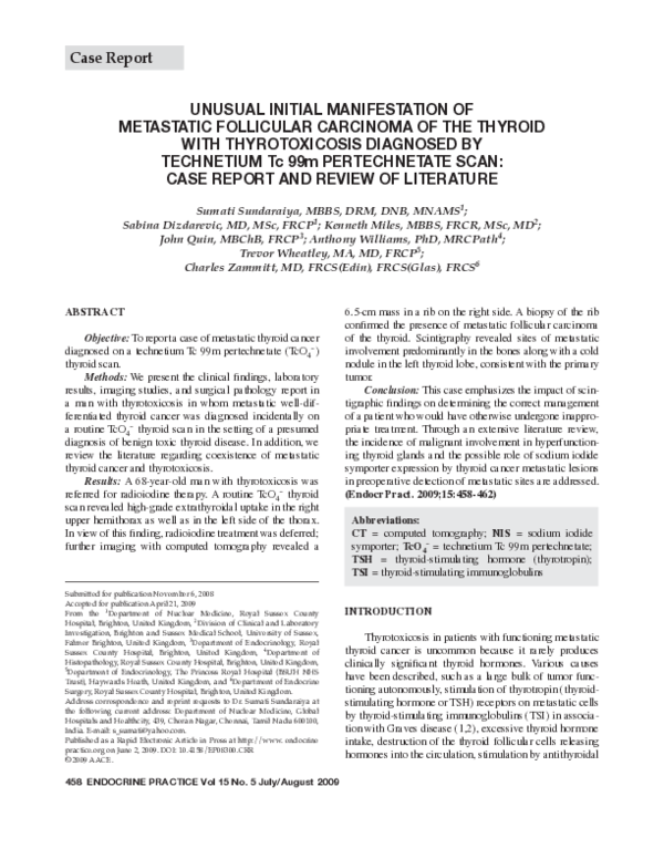 (PDF) Unusual Initial Manifestation of Metastatic Follicular Carcinoma ...
