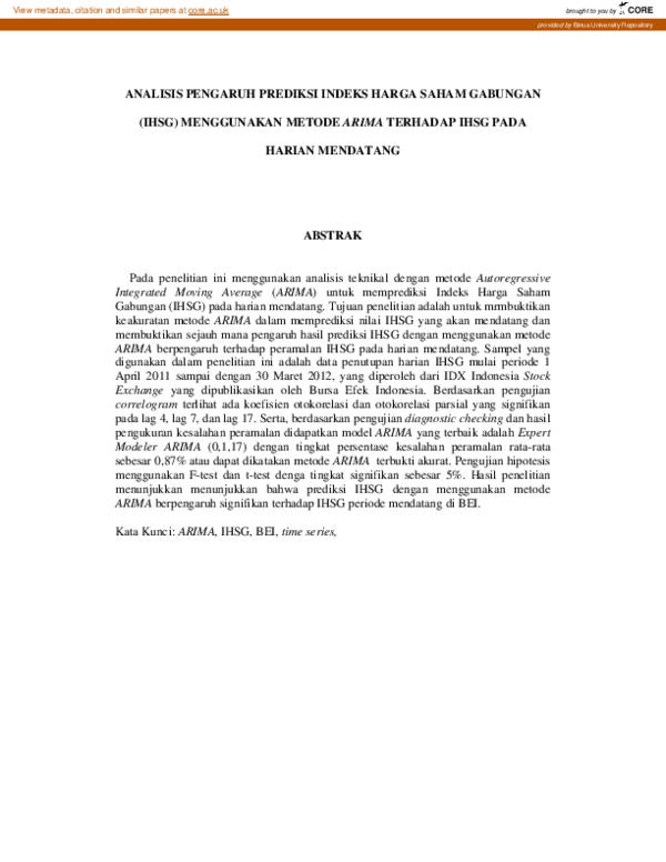 (PDF) Analisis Pengaruh Prediksi Indeks Harga Saham Gabungan (Ihsg ... (PDF) Analisis Pengaruh Prediksi Indeks Harga Saham Gabungan (Ihsg ...