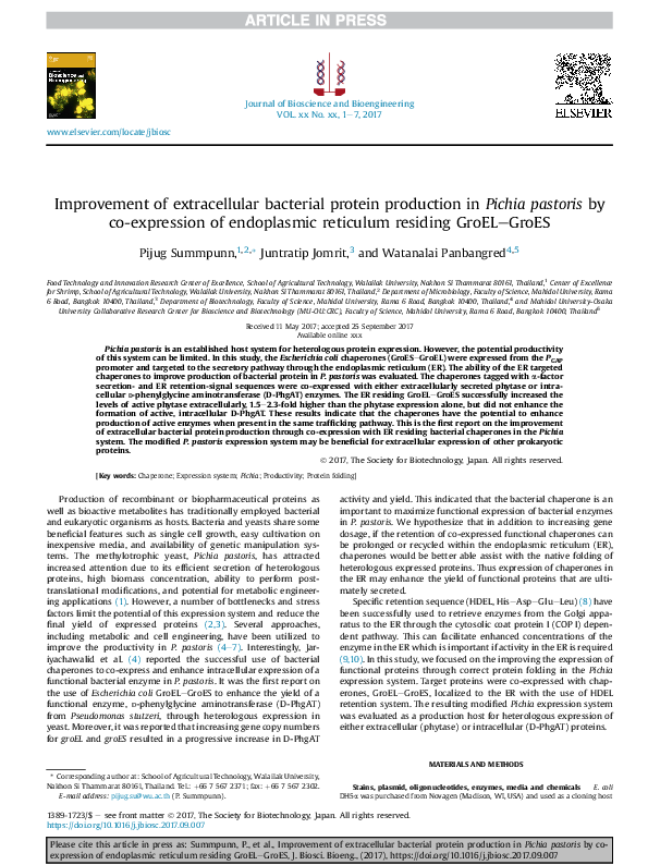 (PDF) Improvement of extracellular bacterial protein production in ...