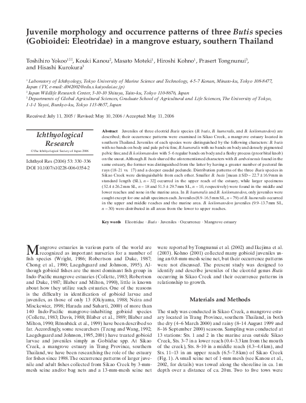 (PDF) Juvenile morphology and occurrence patterns of three Butis ...