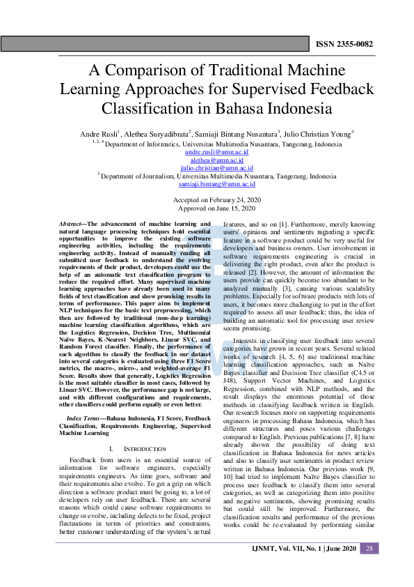 (PDF) A Comparison of Traditional Machine Learning Approaches for Supervised Feedback ...
