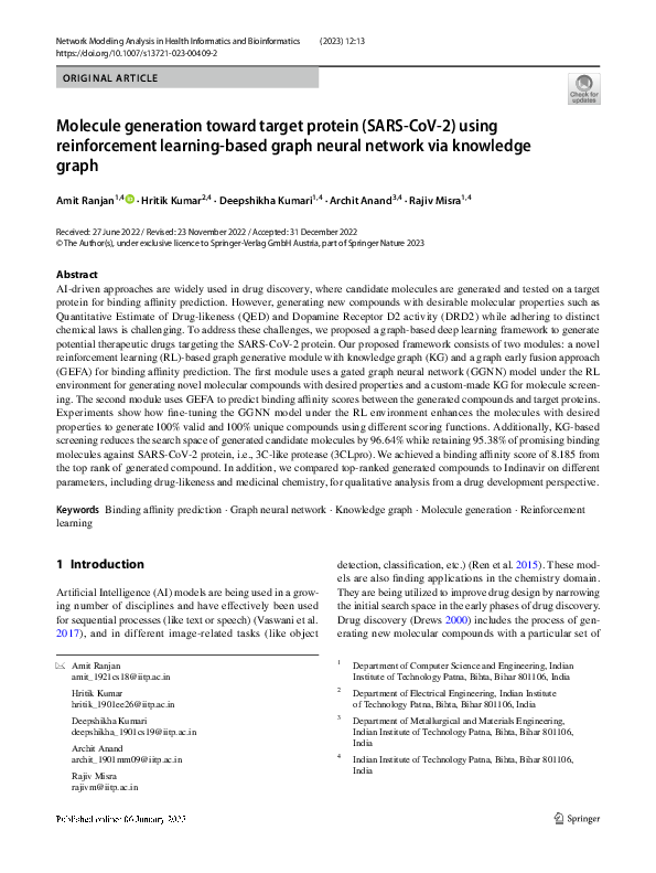(PDF) Molecule generation toward target protein (SARS-CoV-2) using ...