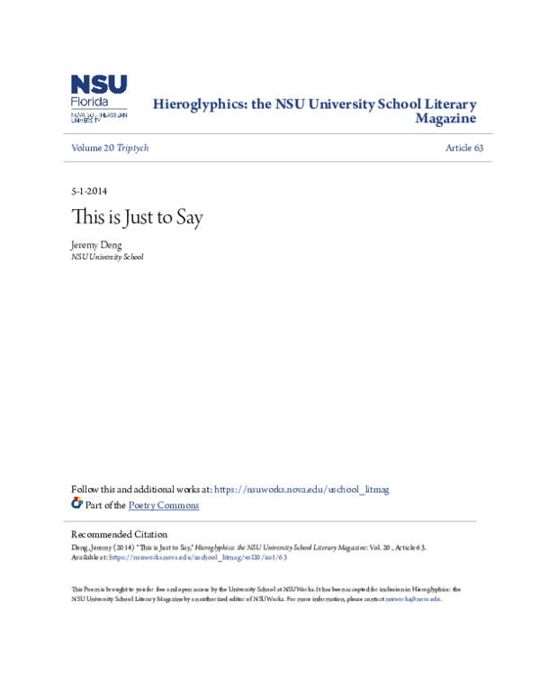 (PDF) This is Just to Say