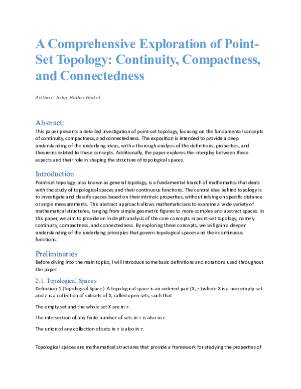 (DOC) A Comprehensive Exploration of Point Set | John Godel - Academia.edu