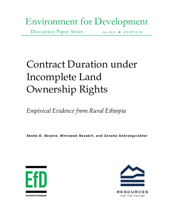 (PDF) Contract Duration under Incomplete Land Ownership Rights ...