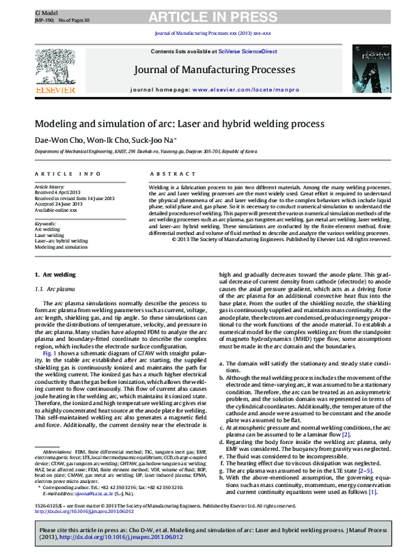 (PDF) Modeling and simulation of arc: Laser and hybrid welding process