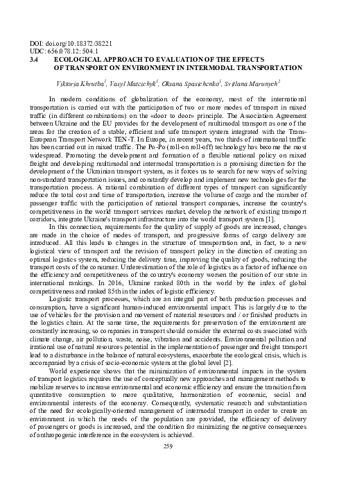 (PDF) Ecological approach to evaluation of the effects of transport on ...