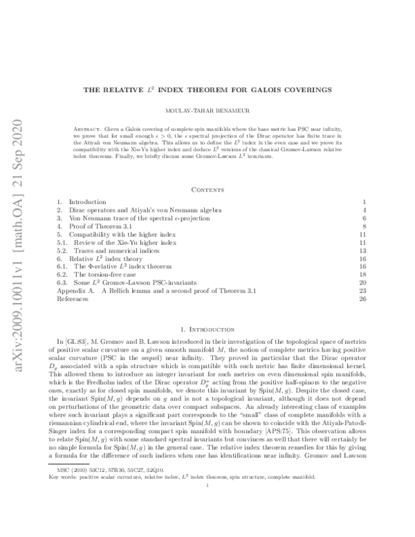 (PDF) The relative L2 index theorem for Galois coverings | Moulay Benameur - Academia.edu