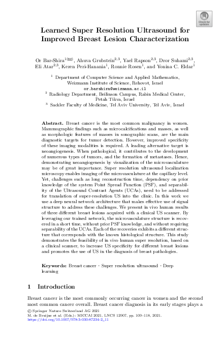 (PDF) Learned Super Resolution Ultrasound for Improved Breast Lesion Characterization