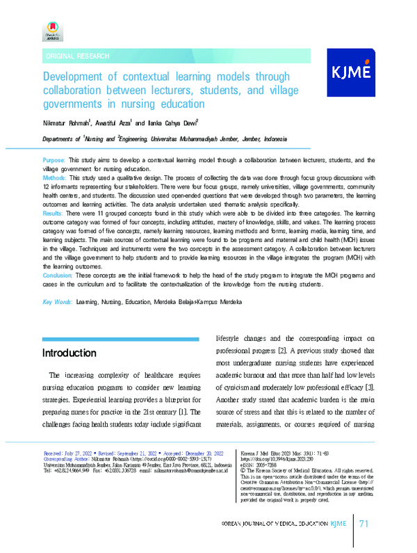 (PDF) Development of contextual learning models through collaboration between lecturers ...