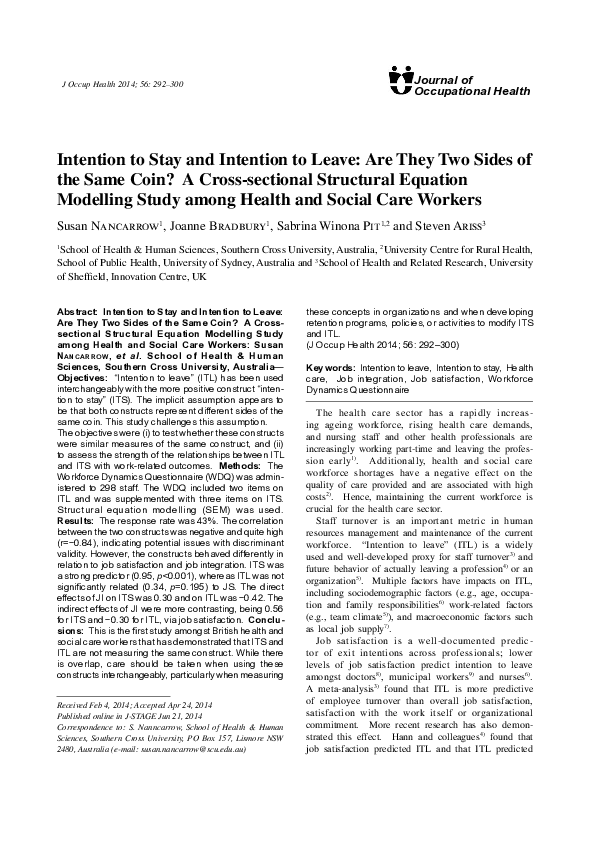 (PDF) Intention to Stay and Intention to Leave: Are They Two Sides of ...