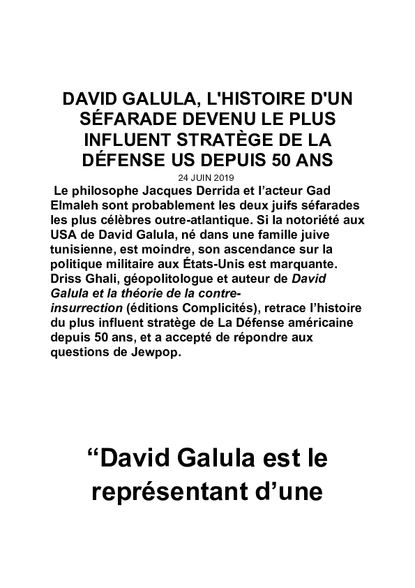 David Galula, influent stratège de la défense américaine