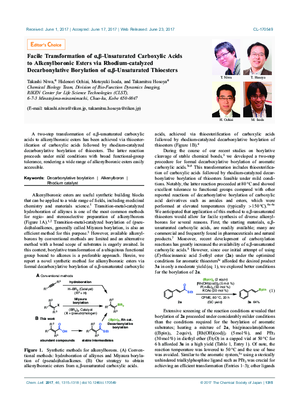 (PDF) Facile Transformation of α,β-Unsaturated Carboxylic Acids to ...