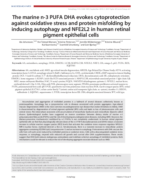 (PDF) The marine n-3 PUFA DHA evokes cytoprotection against oxidative stress and protein ...