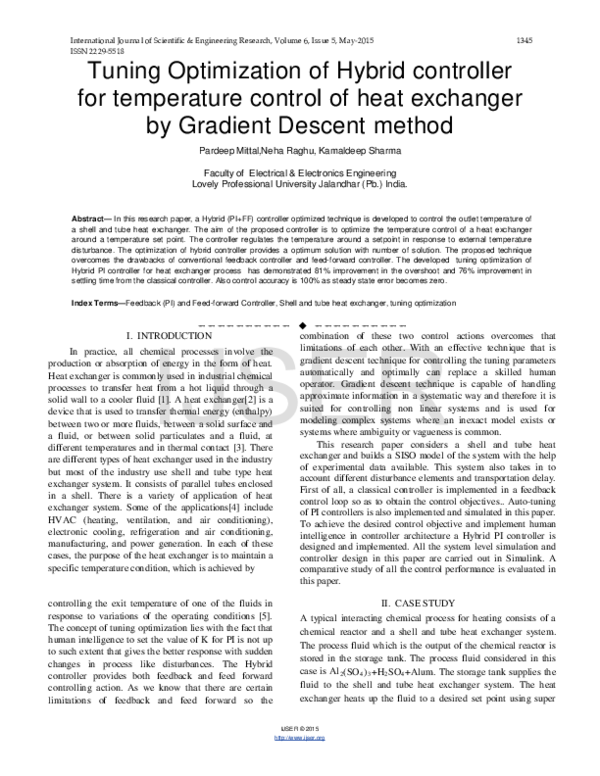 (PDF) Tuning Optimization of Hybrid controller for temperature control of heat exchanger by ...