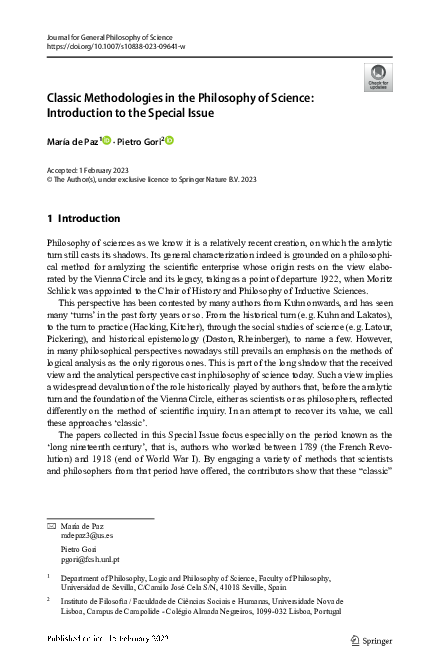 (PDF) Classic Methodologies in the Philosophy of Science: Introduction ...