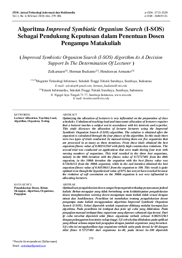 Pdf Algoritma Improved Symbiotic Organism Search I Sos Sebagai