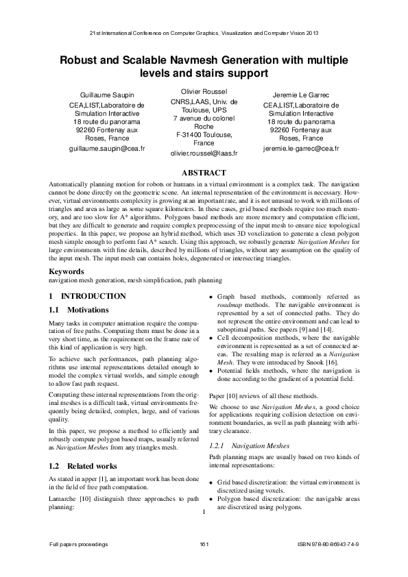 (PDF) Robust and Scalable Navmesh Generation with multiple levels and stairs support