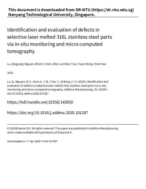 (PDF) Identification and evaluation of defects in selective laser ...
