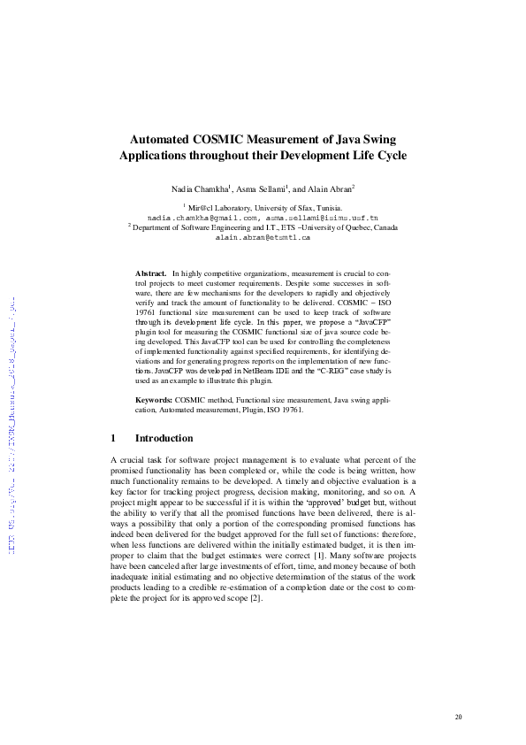 Pdf Automated Cosmic Measurement Of Java Swing Applications Throughout Their Development Life