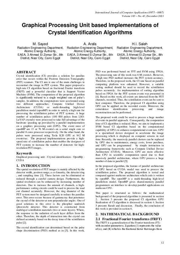 Pdf Graphical Processing Unit Based Implementations Of Crystal Identification Algorithms H