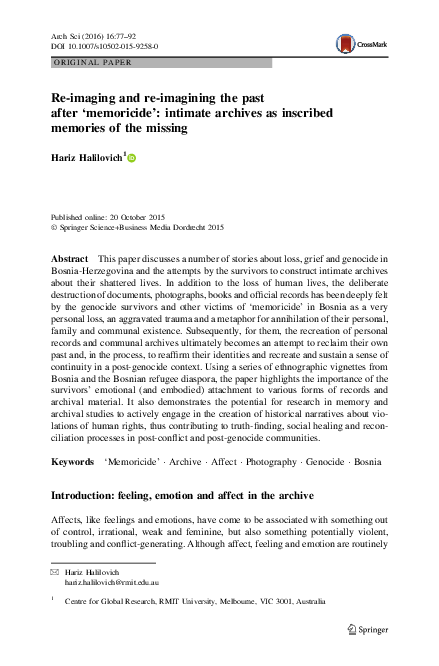 (PDF) Re-imaging and re-imagining the past after ‘memoricide’: intimate ...