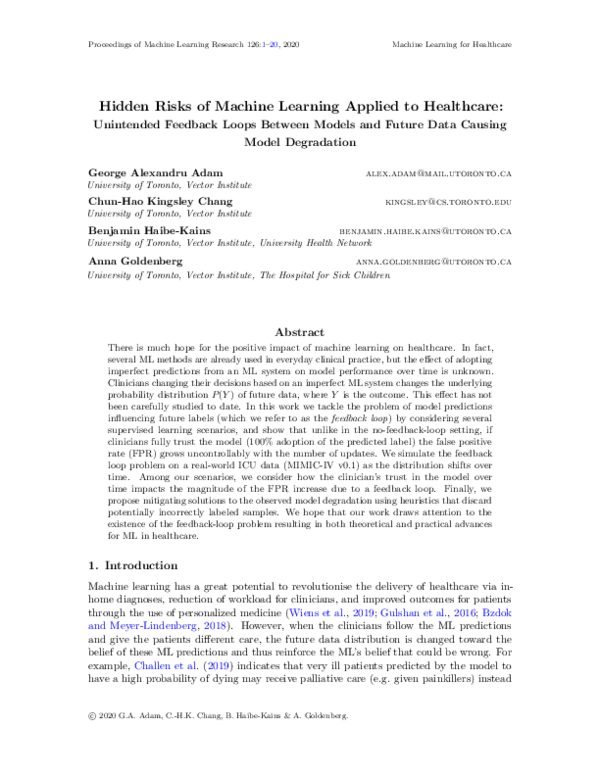 (PDF) Hidden Risks of Machine Learning Applied to Healthcare ...